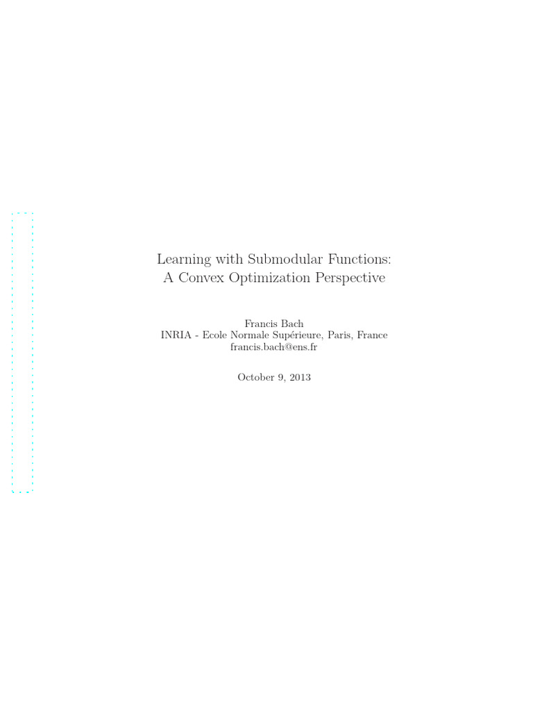 Convex Optimization Fracis Bach | PDF | Mathematical Optimization | Combinatorics