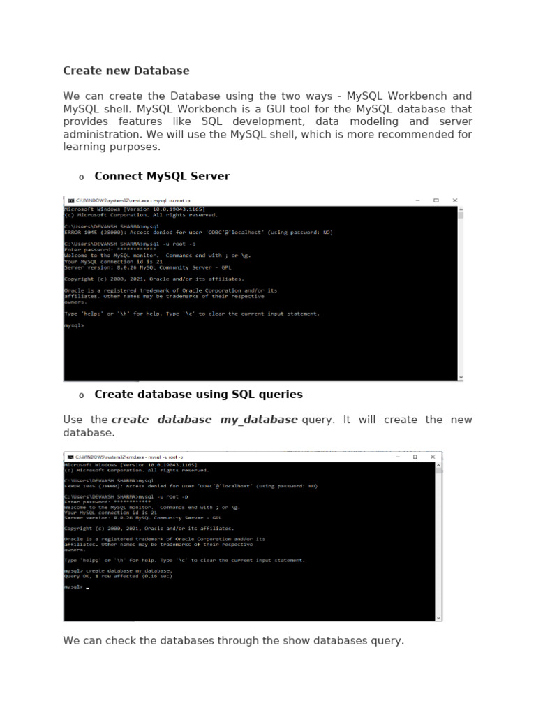 Create-new-Database | PDF | Databases | My Sql Create-new-Database | PDF | Databases | My Sql