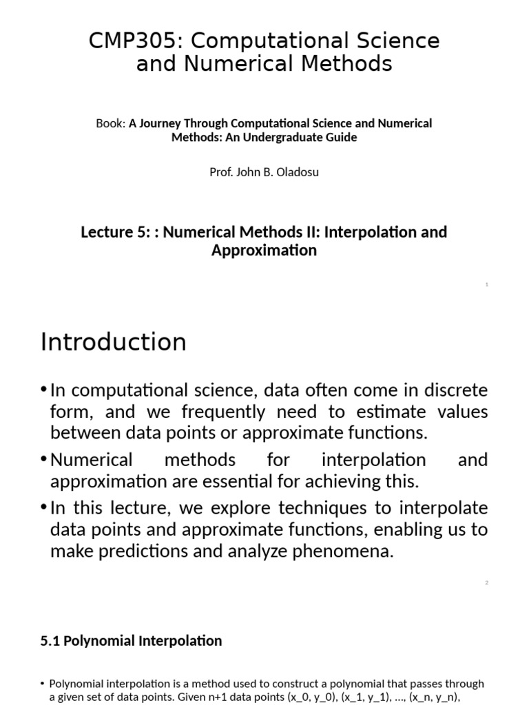 Numerical Methods II Interpolation and Approximation | PDF | Spline (Mathematics) | Interpolation