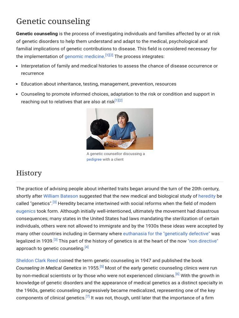 Genetic Counseling - Wikipedia | PDF | Genetic Counseling | Psychotherapy
