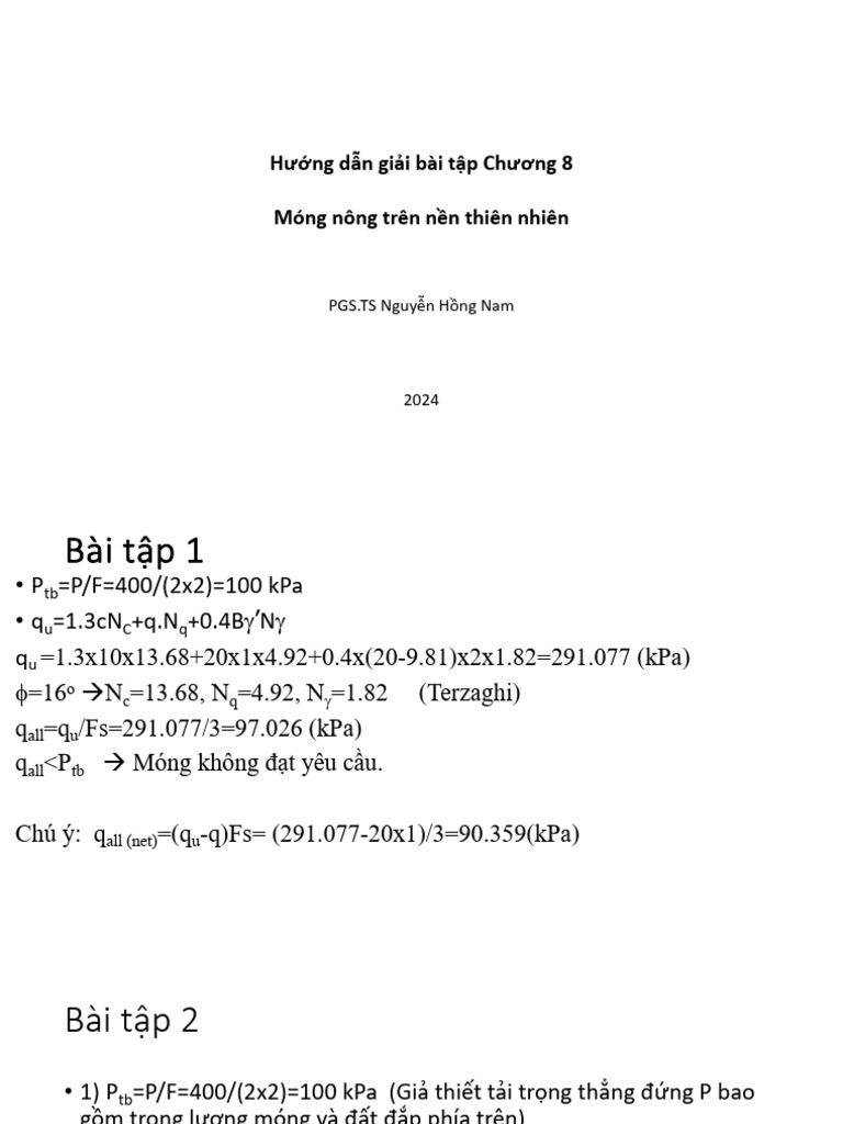 Hướng-dẫn-giải-bài-tập-chương-8-Móng-nông | PDF