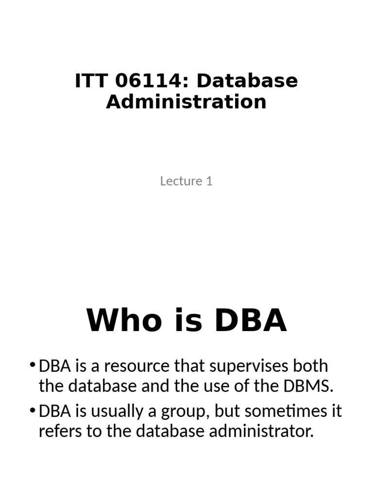 Database Administration Lecture1 | PDF | Databases | My Sql