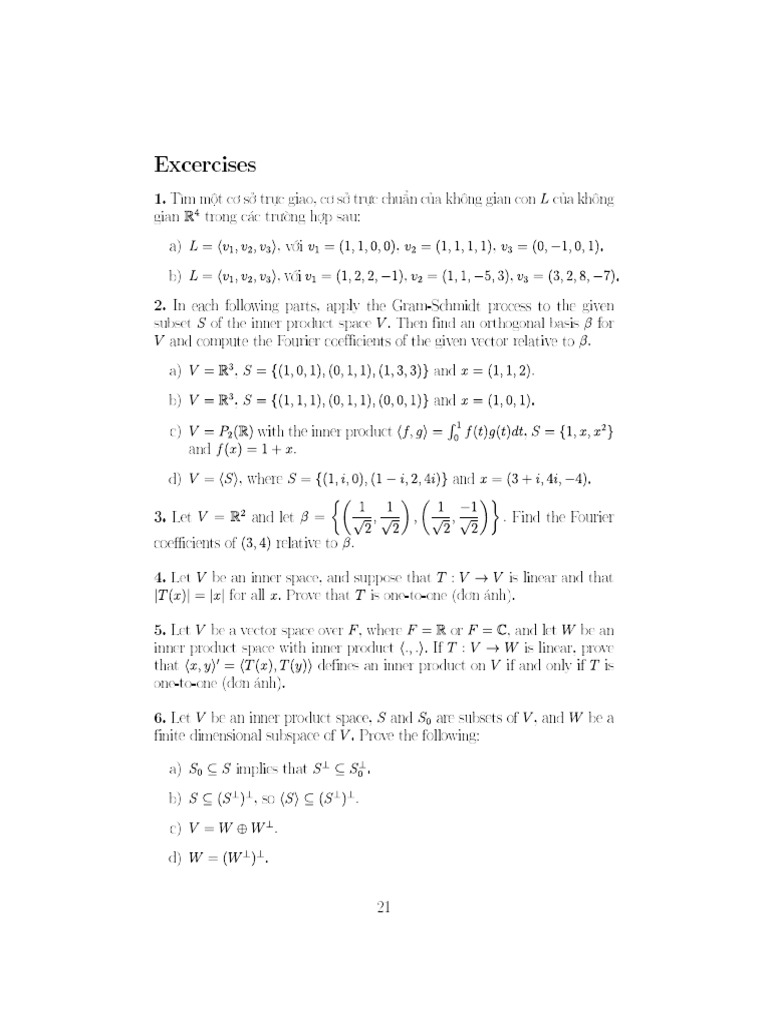 bài tập không gian Euclide | PDF