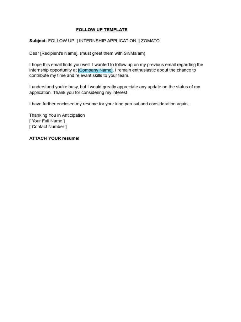 Follow Up Template | PDF