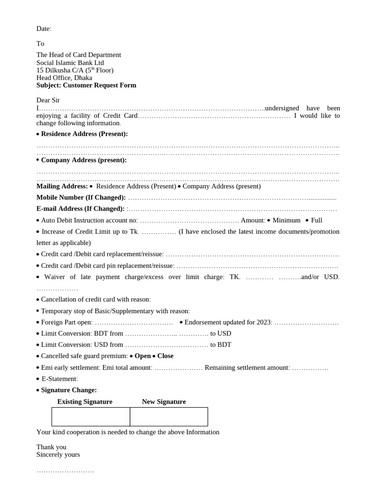 CUSTOMER REQUEST FORM | PDF