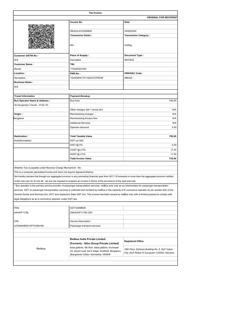AC GST Tax Invoice 1 (1) | PDF | Invoice | Taxation