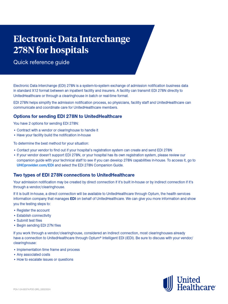 EDI 278N Hospital Reference Guide | PDF | Electronic Data Interchange ...