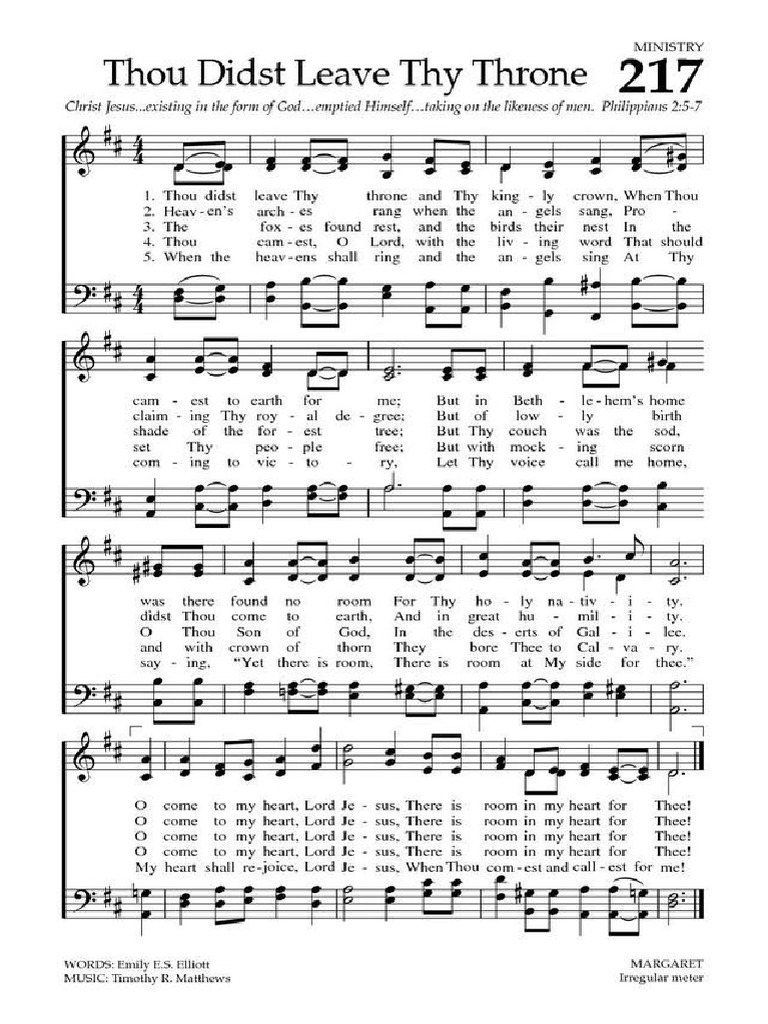 Thou Didst Leave Thy Throne - Score | PDF