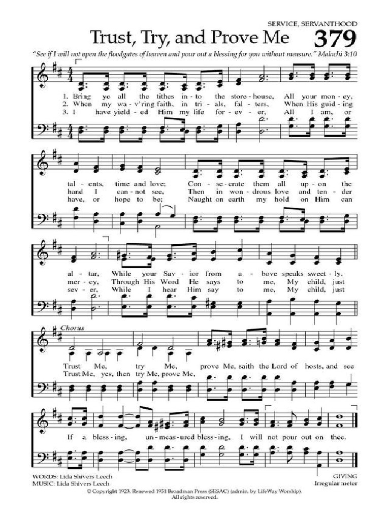 Trust, Try, and Prove Me - Score | PDF