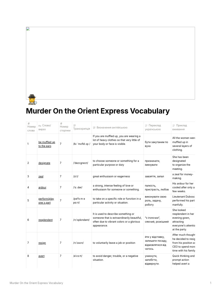 Murder On The Orient Express Vocabulary | PDF | Assault
