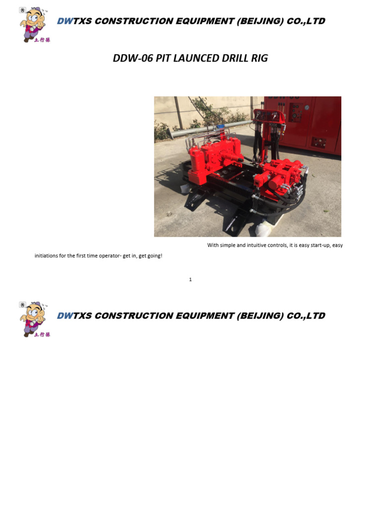 Mini DDW-06 Pit Launched Drill Rig Specs | PDF | Pump | Drill