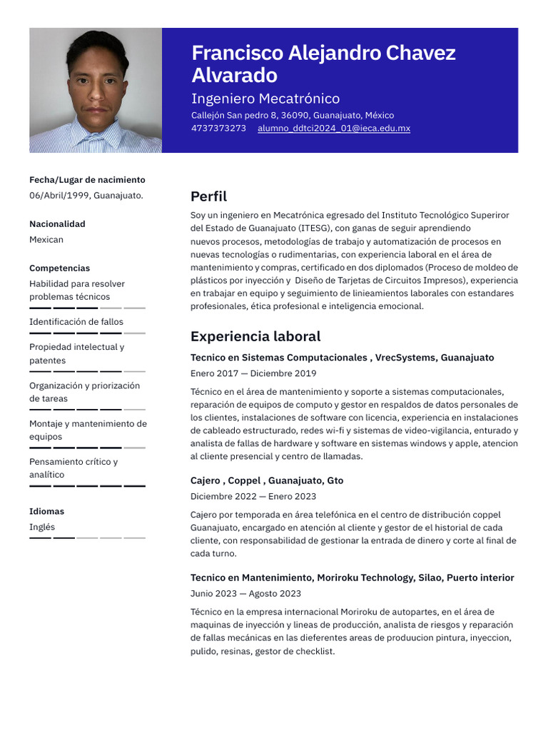 Francisco Alejandro Chavez Alvarado - Ingeniero Mecatrónico | PDF | Placa de circuito impreso ...