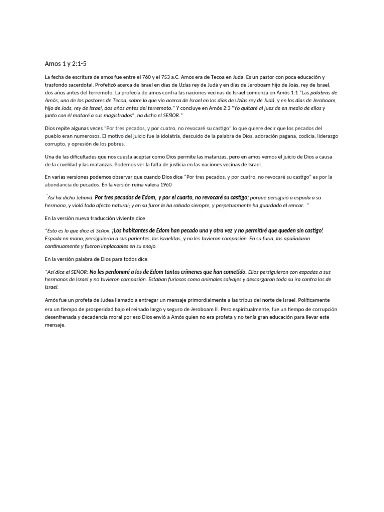 analisis texto profetico amos 1 | PDF | Creencia religiosa y doctrina