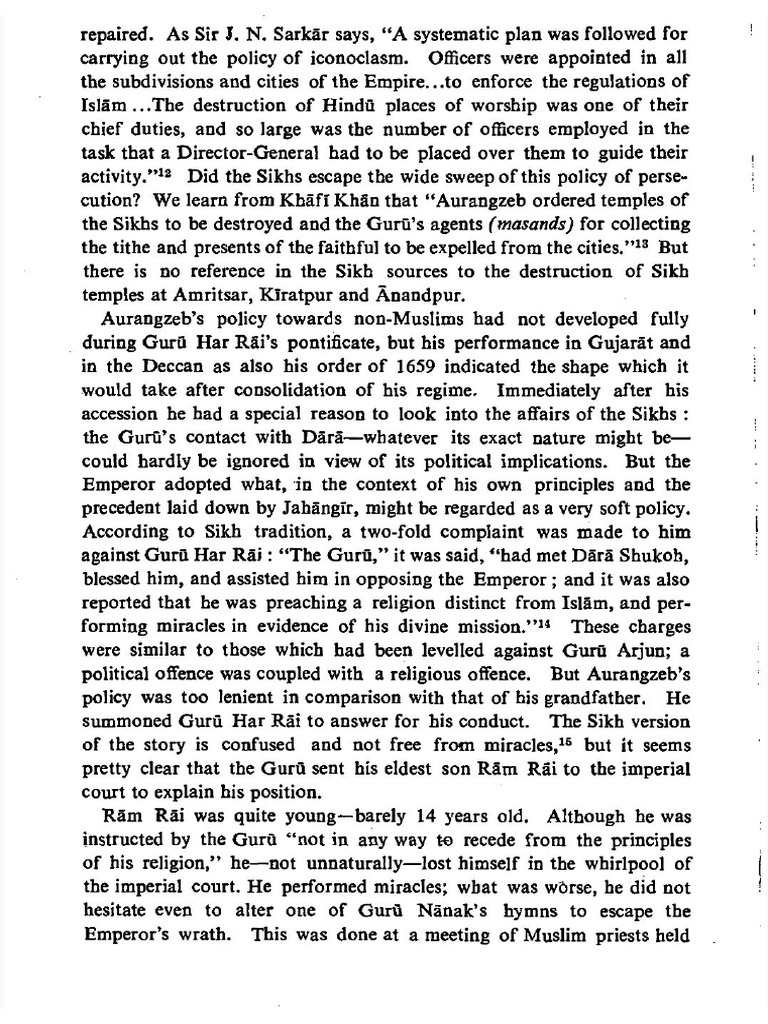 Aurangzeb and Sikh by A. C | PDF