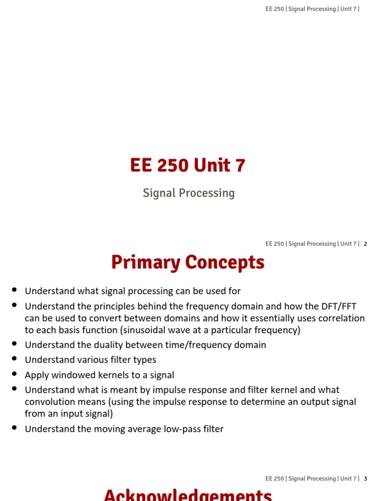 EE250Unit7 SignalProcessing | PDF | Discrete Fourier Transform | Sine Wave