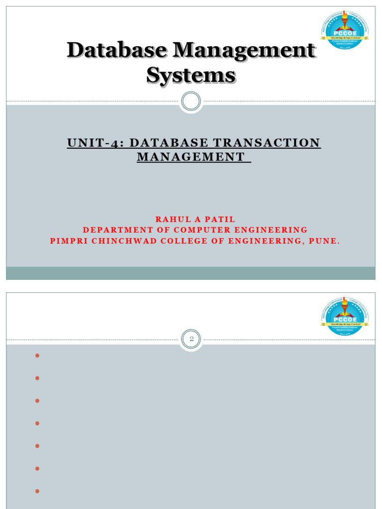 Unit 5.1 | PDF | Database Transaction | Data Management