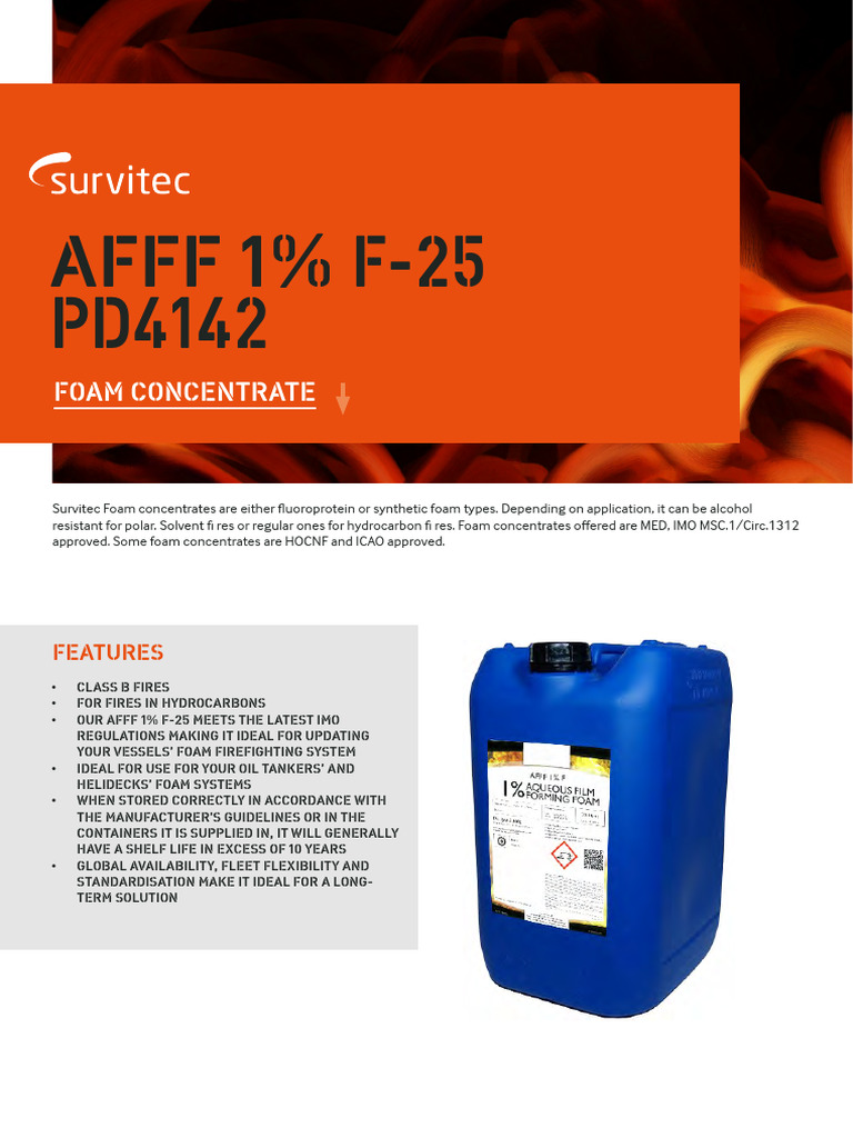 S Afff-1 f-25 pd4142 Foam Datasheet | PDF | Chemical Processes | Soft Matter
