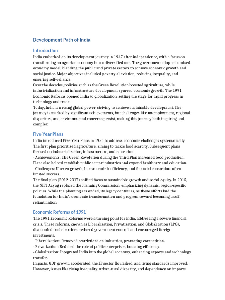 India's Development Journey and Challenges | PDF | Economic Growth ...