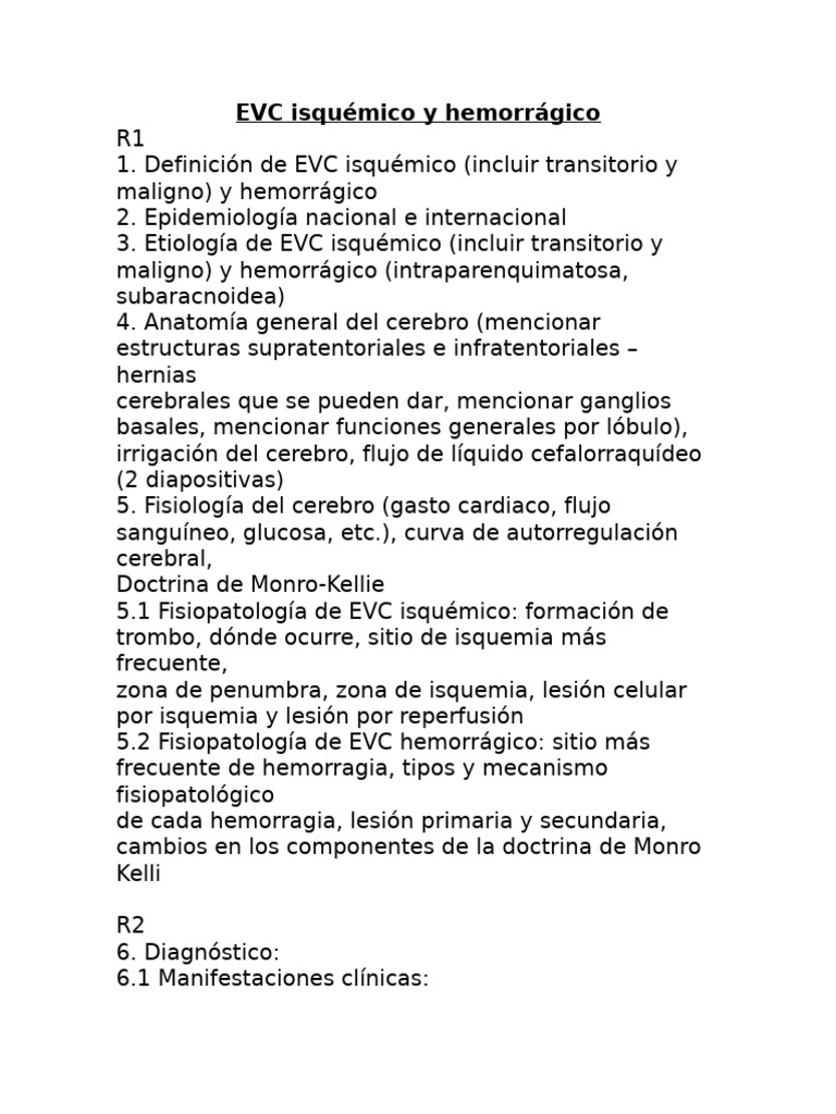Guía Completa sobre EVC Isquémico y Hemorrágico | PDF