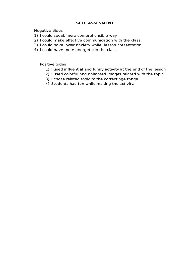 Self Assessment | PDF