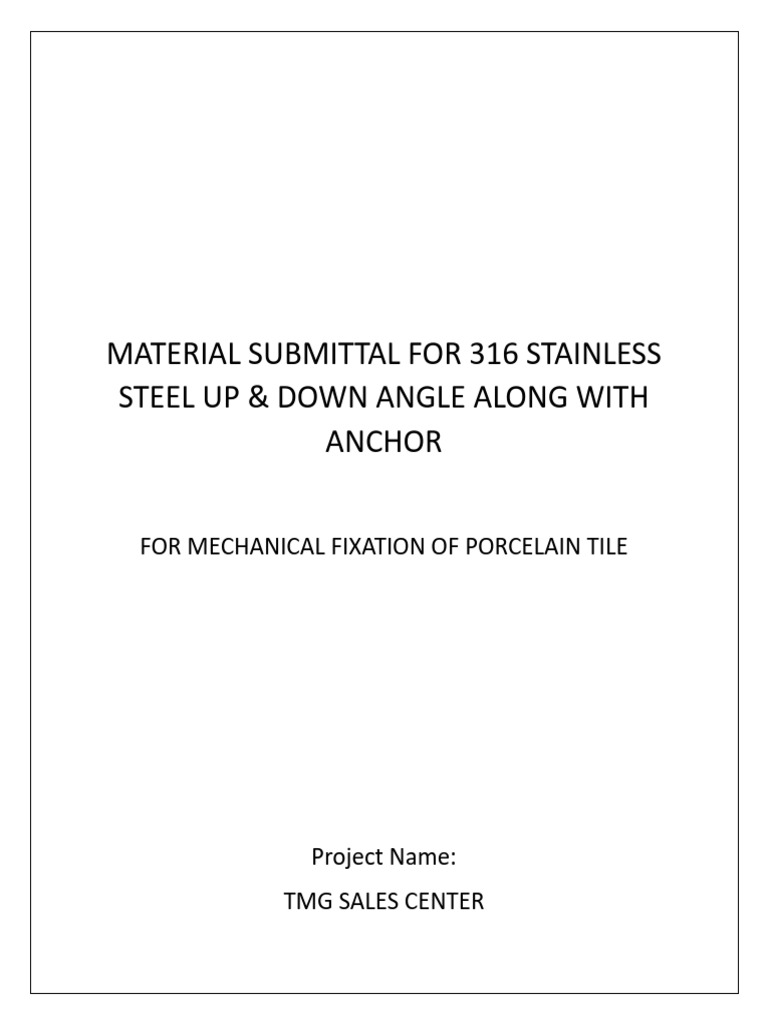 Material Submittal - SS UpDown Angle With Anchor | PDF