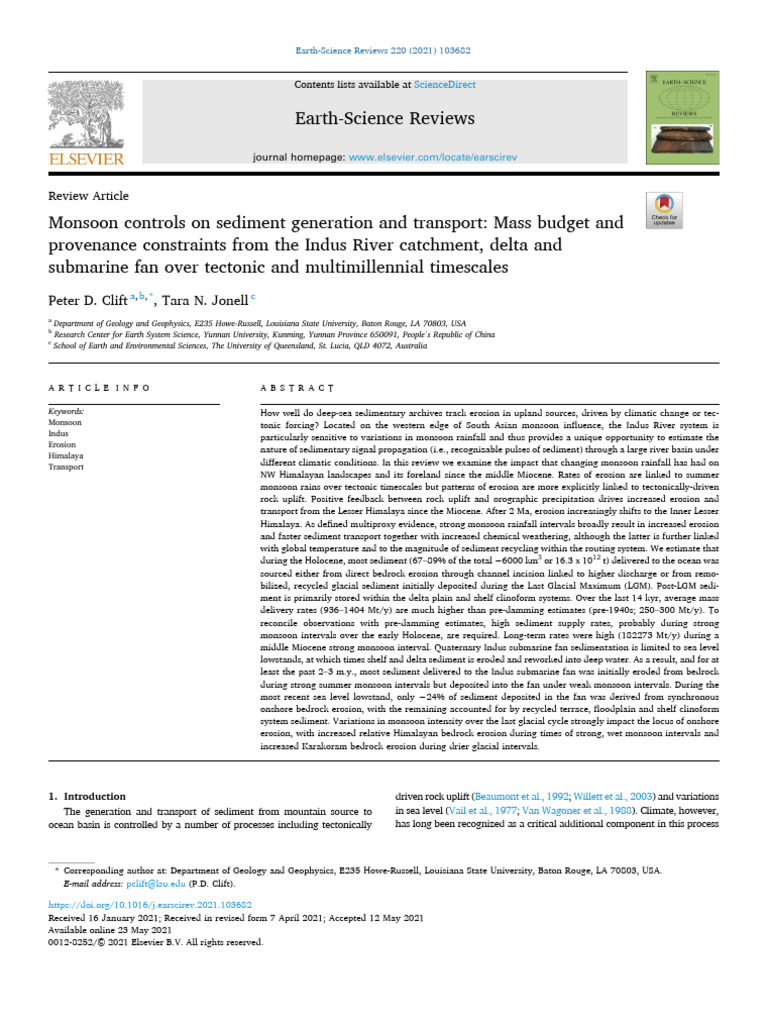 Clift 2021 | PDF | Erosion | Himalayas