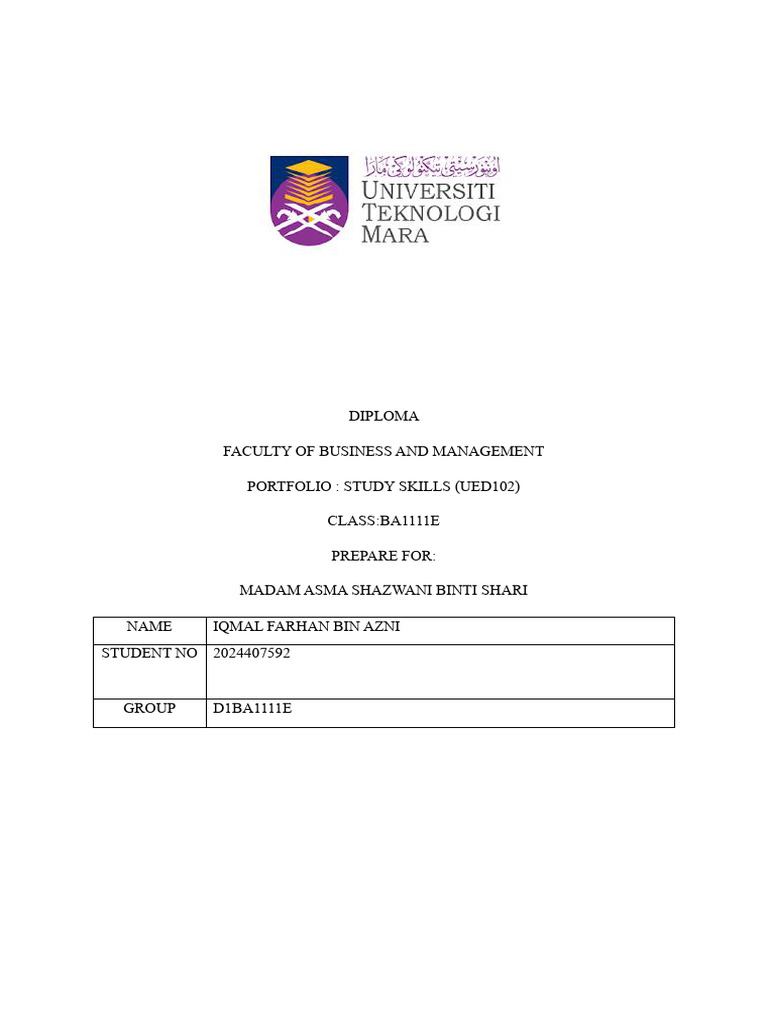 Iqmal Farhan E-Portfolio UED102 | PDF | Learning Styles | Plagiarism