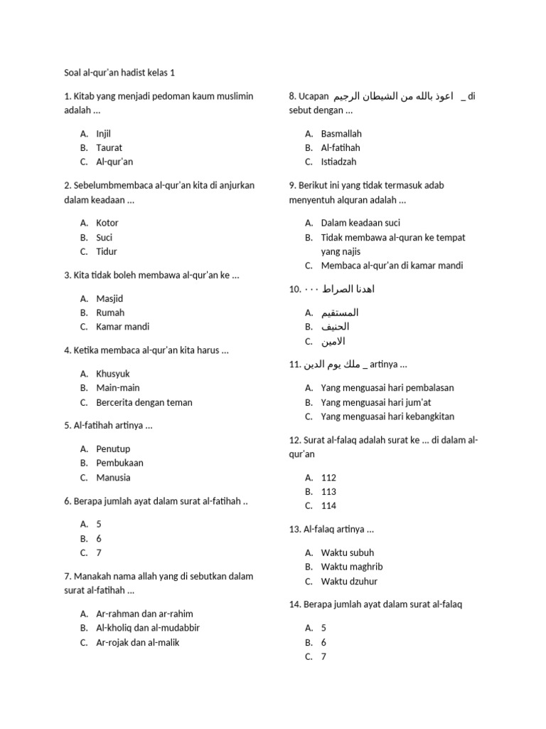 Soal QH 1-WPS Office | PDF