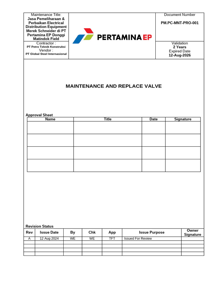 REPLACEMENT PROCEDURE VALVE REV. A | PDF