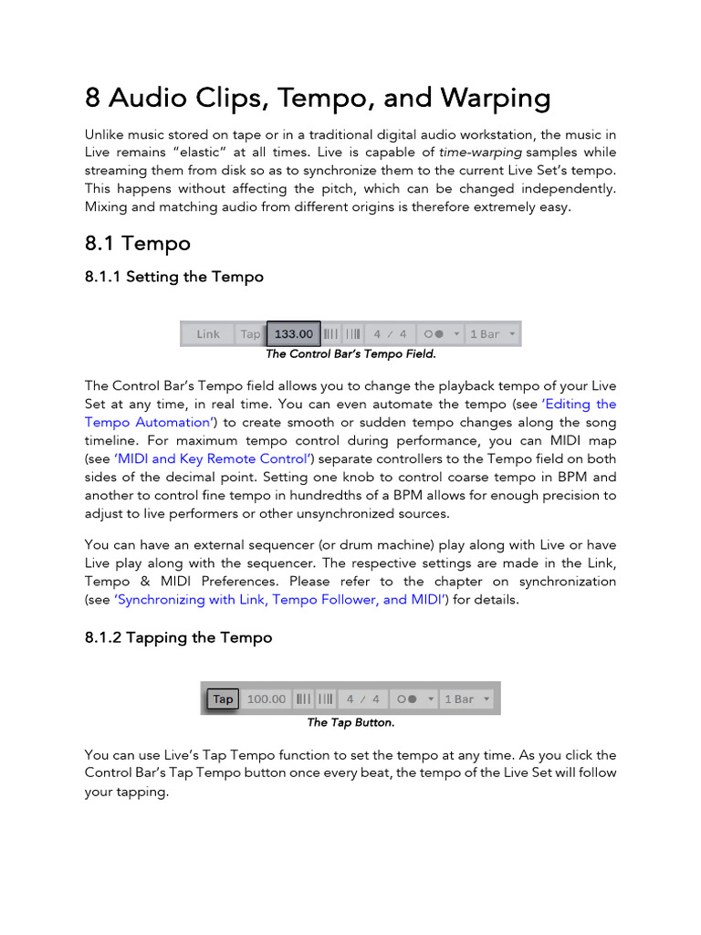 8 Audio Clips, Tempo, and Warping | PDF | Tempo | Sound