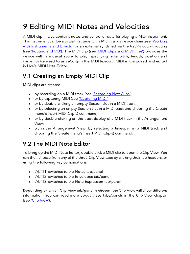 MIDI Note Editing in Ableton Live | PDF | Computer Keyboard | Window ...