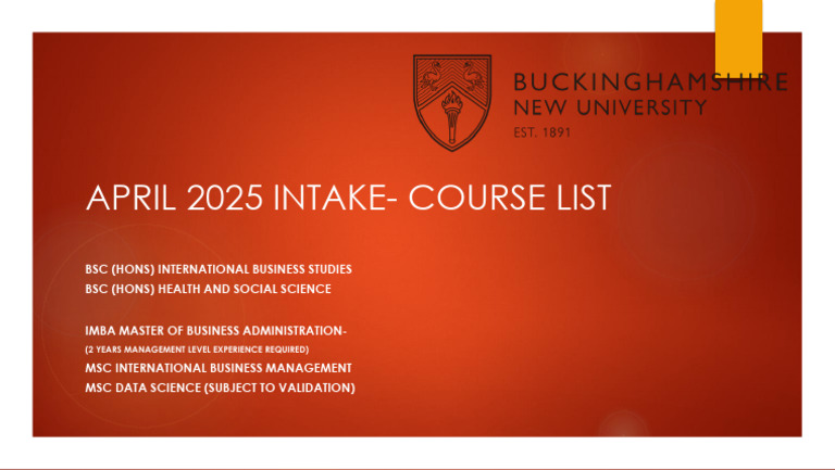 Course List - April 2025 Intake | PDF