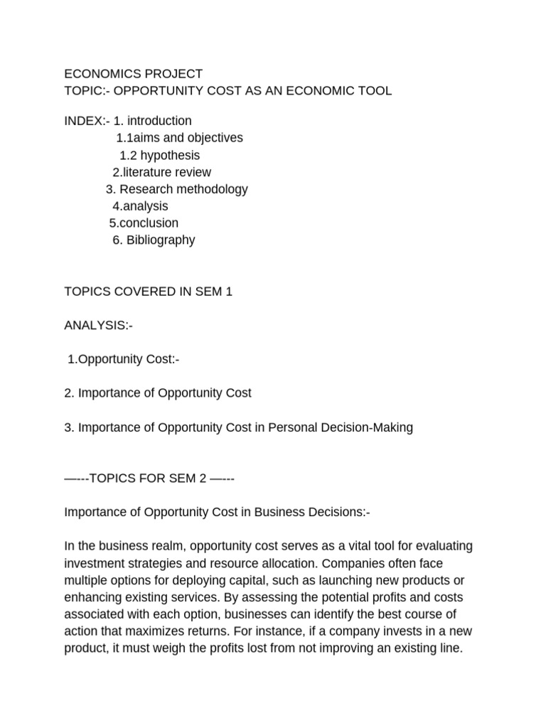Opportunity Cost in Economic Decision-Making | PDF | Opportunity Cost ...