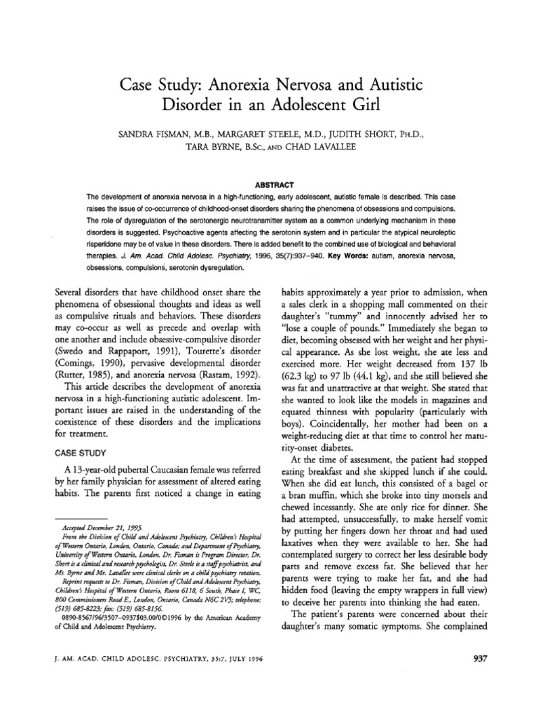 Case Study Anorexia Nervosa and Autistic | PDF | Obsessive–Compulsive ...