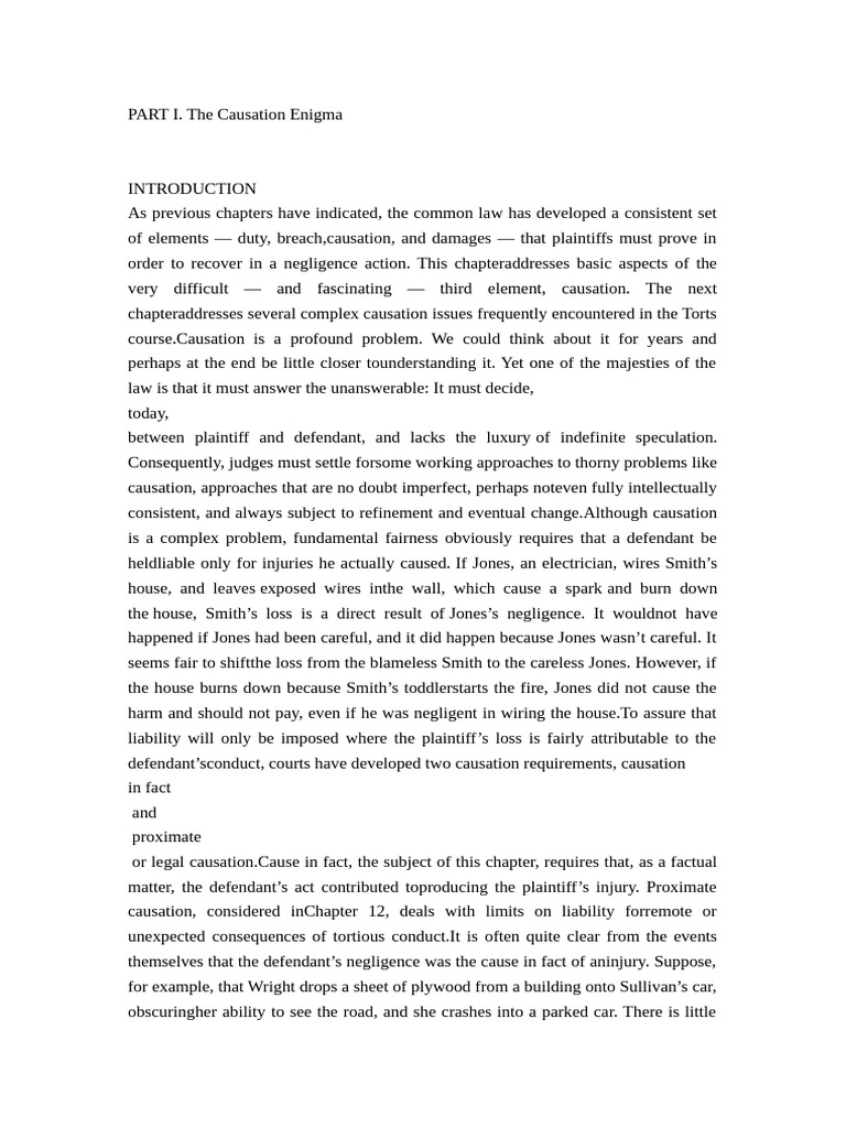 Examples & Explanations of Tort | PDF | Causation (Law) | Negligence