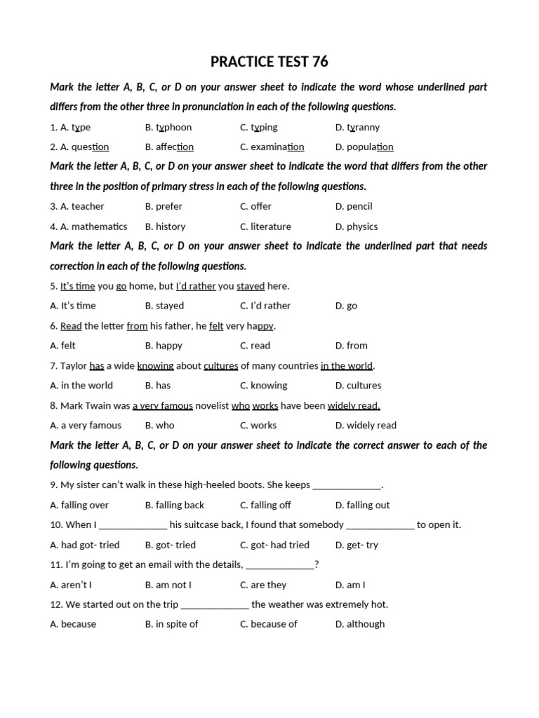 76. PRACTICE TEST 76 | PDF | Ice | Earth Sciences
