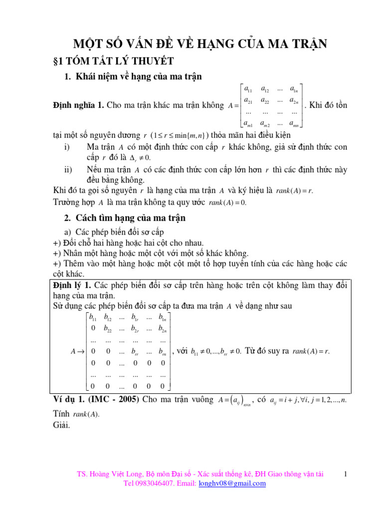 Rank Cua Ma Tran | PDF