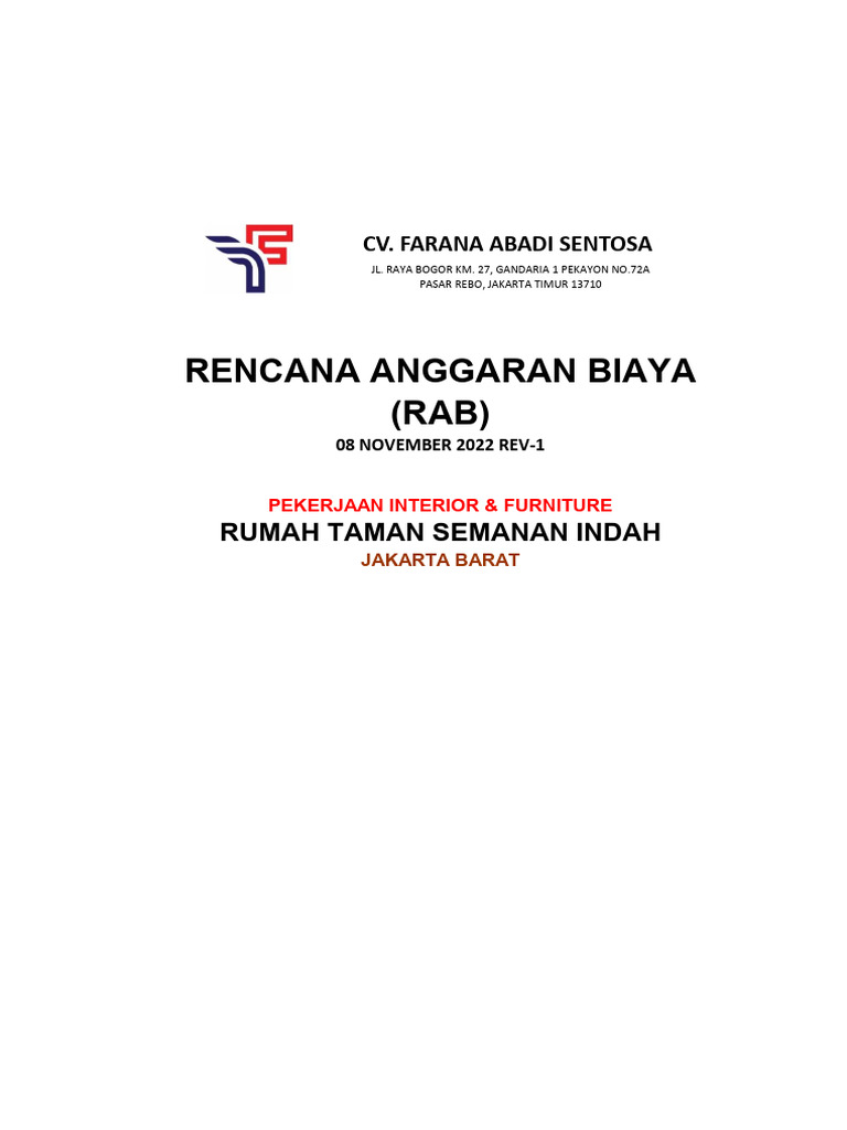 Rab Rumah Taman Semanan Indah 08112022 Rev 1 | PDF