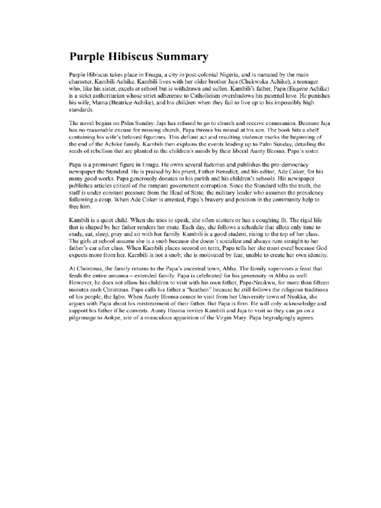 Purple Hibiscus | PDF