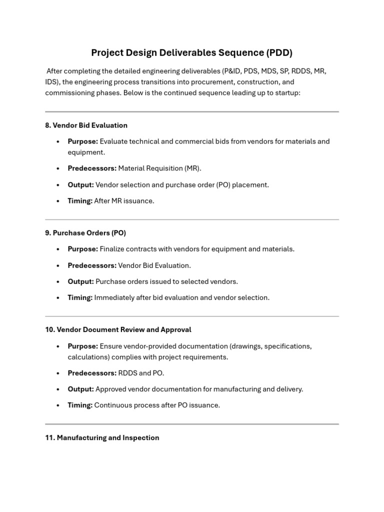 Project Design Deliverables Sequence (PDD) - Part 2 | PDF | Engineering