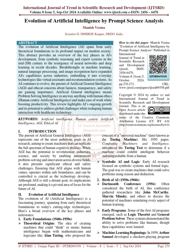 Evolution of Artificial Intelligence by Prompt Science Analysis | PDF ...