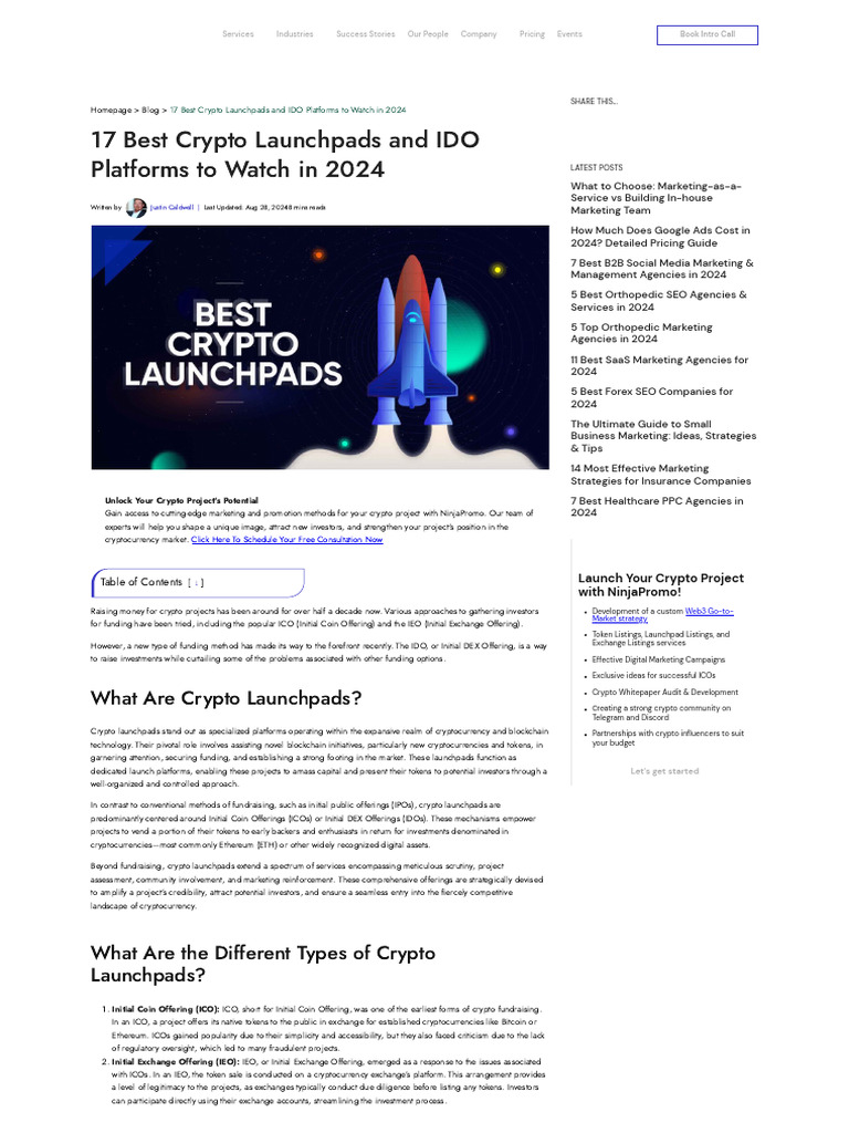 Top Crypto Launchpads & IDO Platforms 2024 | PDF | Cryptocurrency | Startup Company