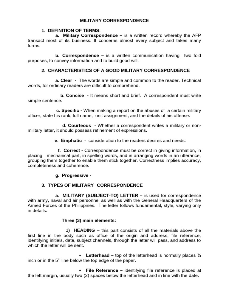 HANDOUTS-ON-MILITARY-CORRESPONDENCE | PDF | Paragraph | Classified ...