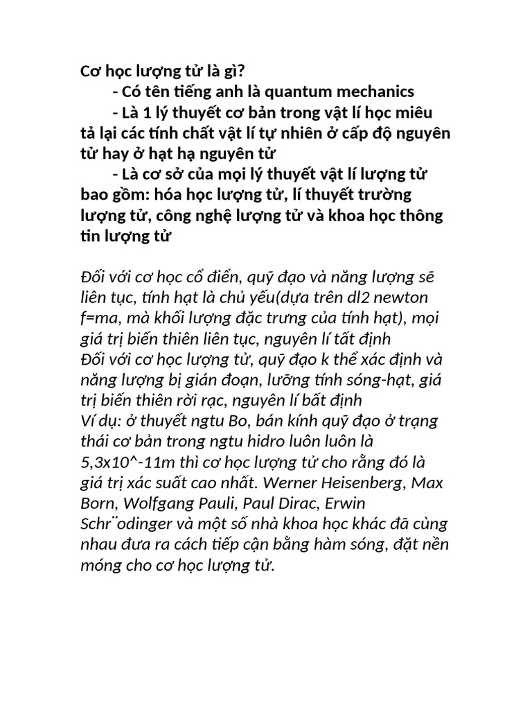 vldc cơ học lượng tử | PDF
