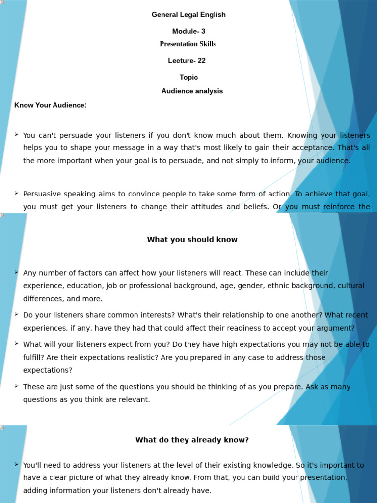 Audience Analysis for Persuasive Presentations | PDF | Attitude ...
