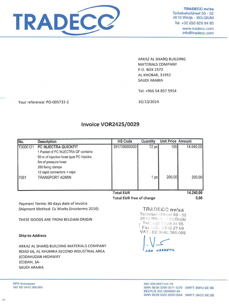 Invoice Vor2425 0029 Arkaz | PDF