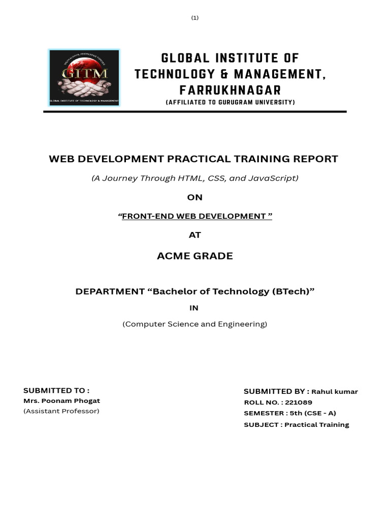 Rahul kumar PT Report File | PDF | Html Element | Html