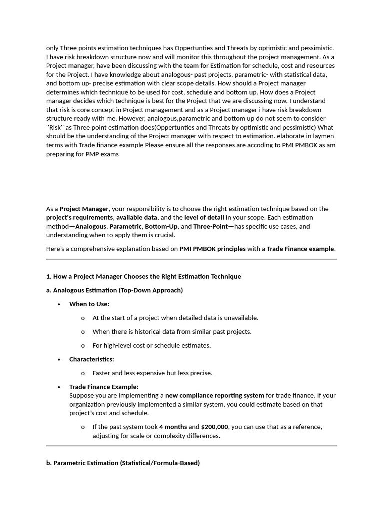 Estimation Techniques PMP | PDF | Business