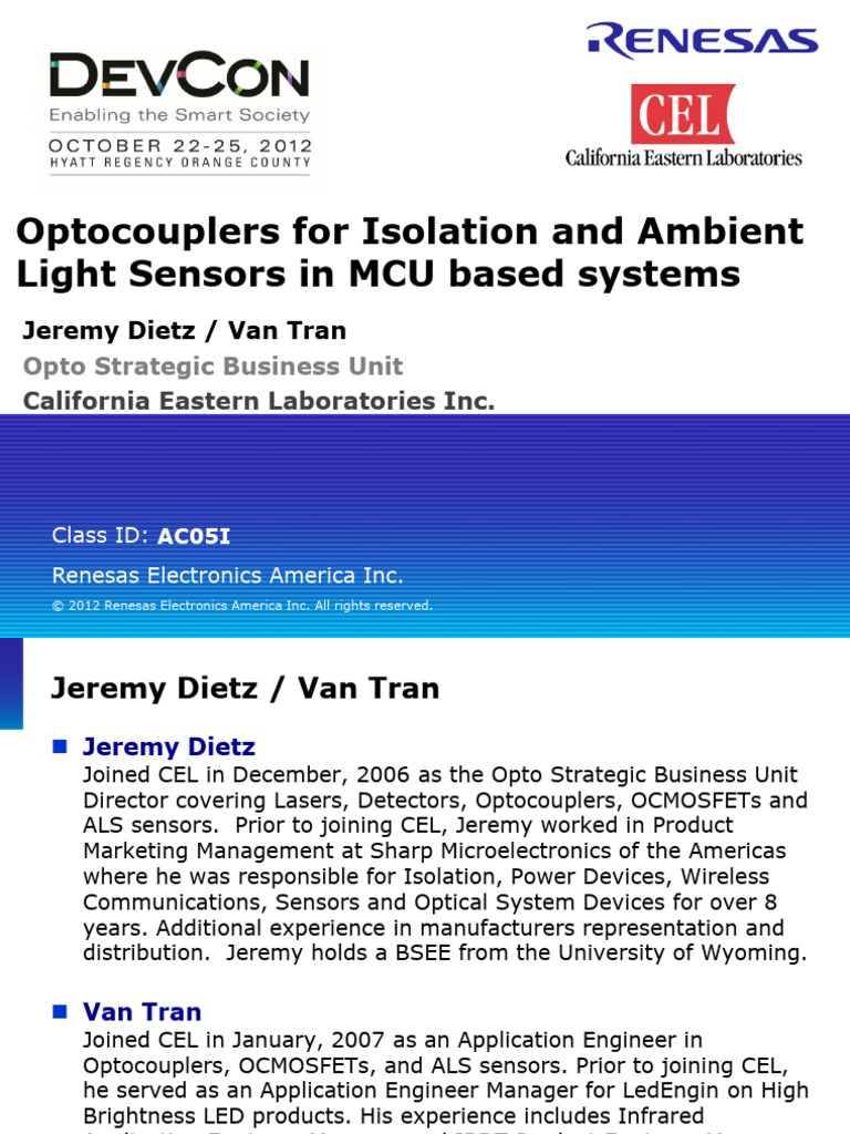 DevCon 2012 AC05I OpticalIsolation CEL Final | PDF | Electronics | Bipolar Junction Transistor