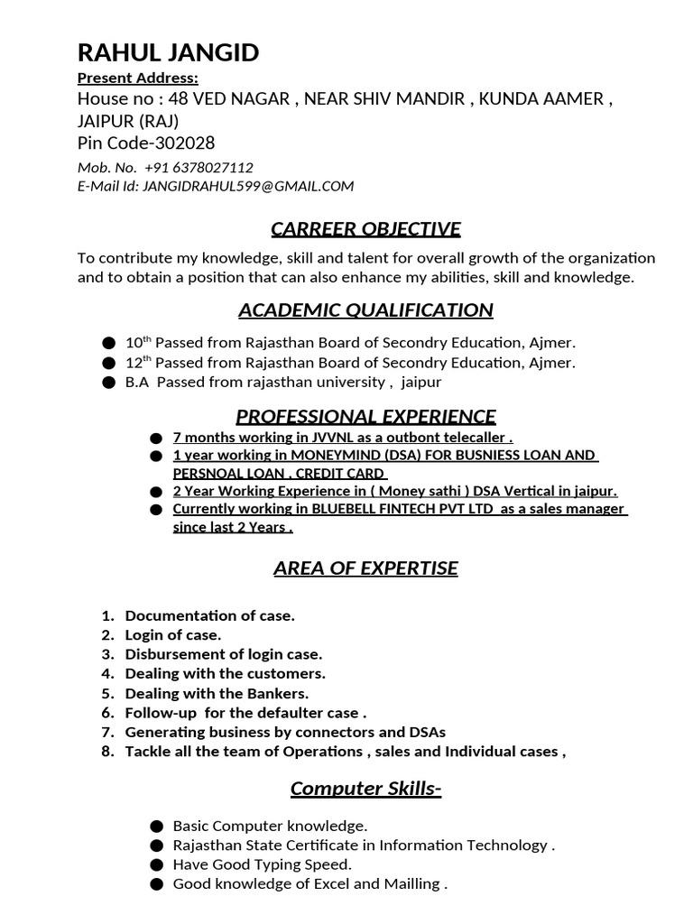 RAHUL JANGID CV | PDF RAHUL JANGID CV | PDF
